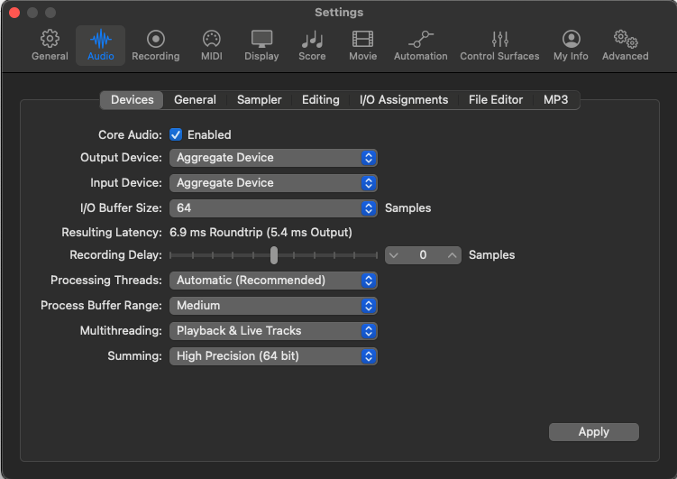 Using 2 Quartets - Aggregate Device Setup